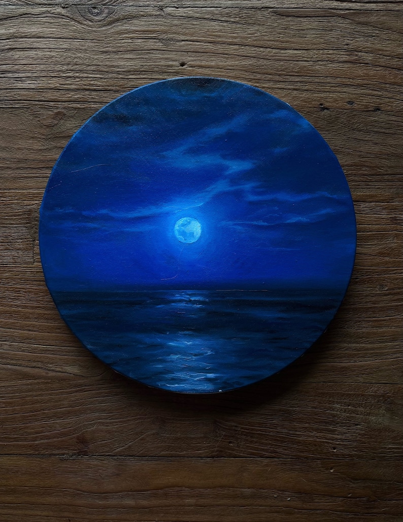 Calm Ocean Oil Painting, Blue Sea Painting, Wall Decoration, Ocean Art ...