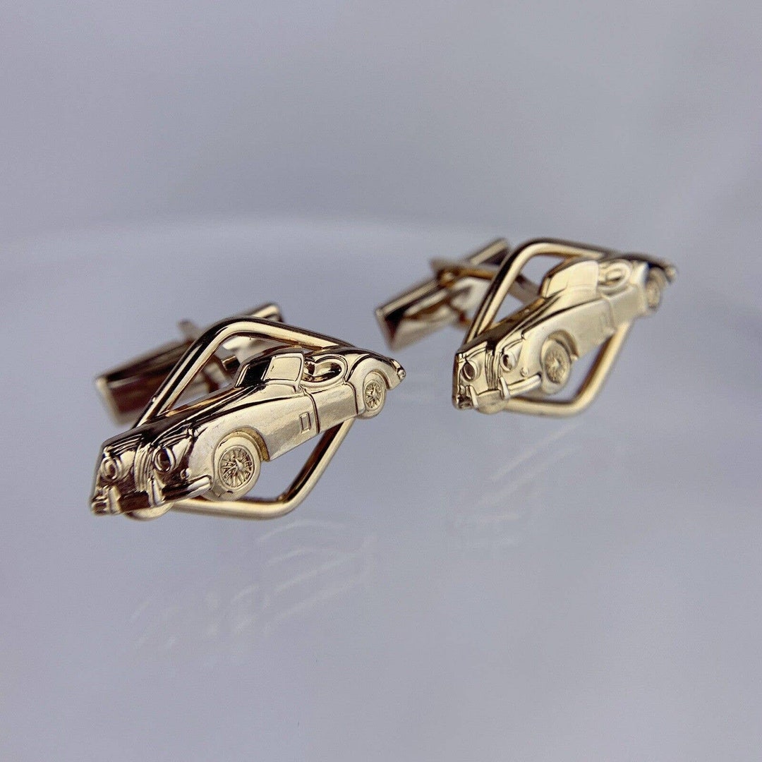 Classic Roadster Car Cufflinks Gold Tone Convertible Automobile Vintage ...