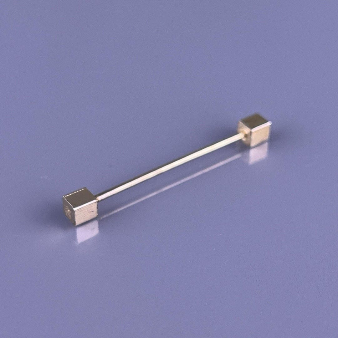 Retro Gold Square Ends Skinny Tie Collar Bar Formal Simple 1-5/8