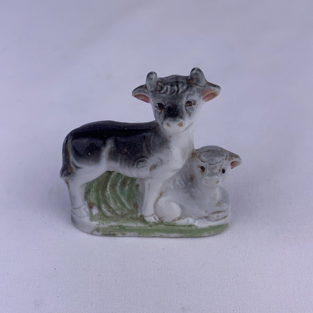 Vintage Cow Calf Small Porcelain Ceramic Wall Shelf Hugger Figurine ...