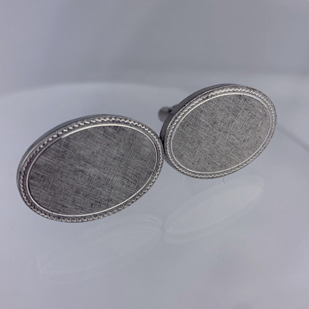 Simple Brushed Face Sterling Silver Cufflinks Large Oval Modern Destino ...