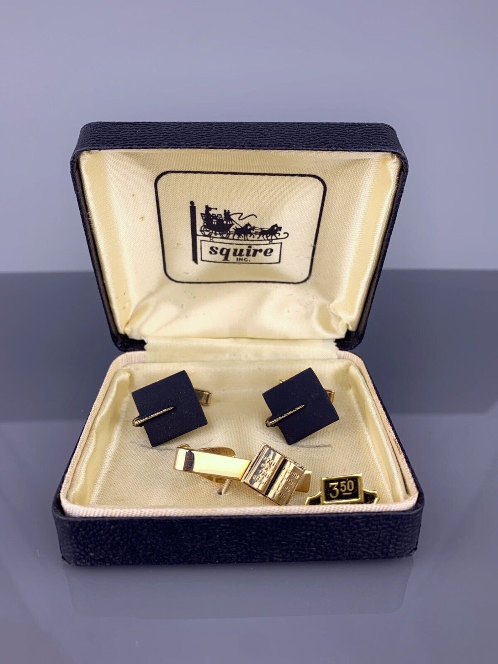 Graduation Cap & Book Cufflinks Tie Clip Gold Tone 1960s Student ...