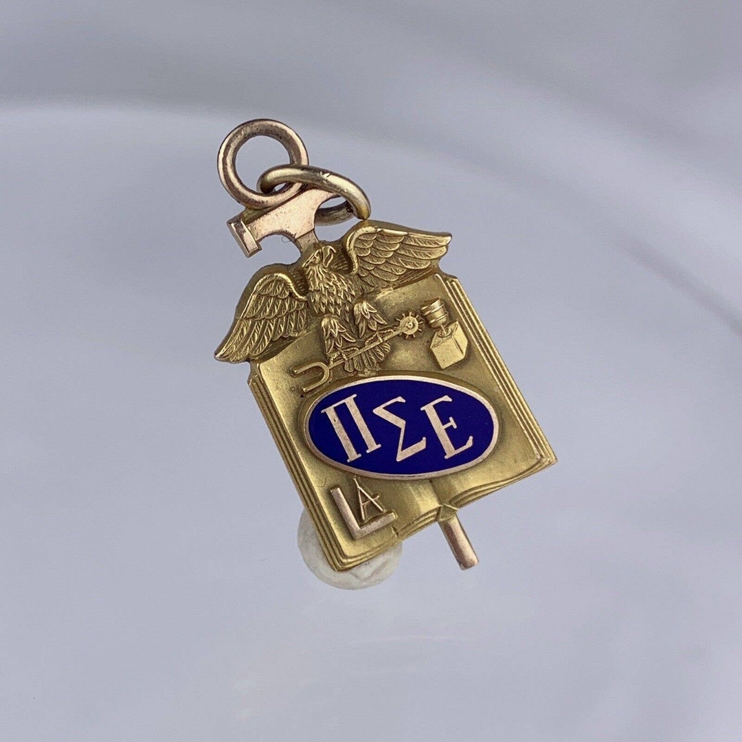 Pi Sigma Epsilon Fraternity 12k Gold Plated Medal Charm Pendant Vintage ...