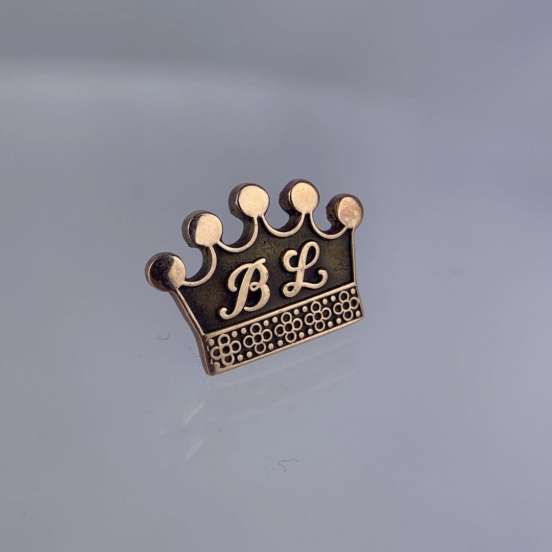 Crown B L Initial Logo 10k Gold Tie Tack Lapel Pin King Royal 1.7g ...