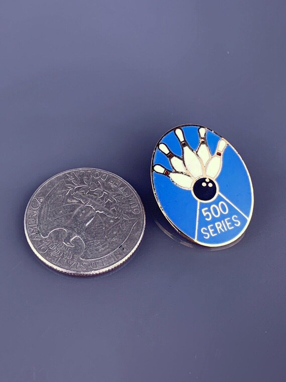 500 Series Bowling Ball Pins Lapel Pin Club Blue Enam… - Gem