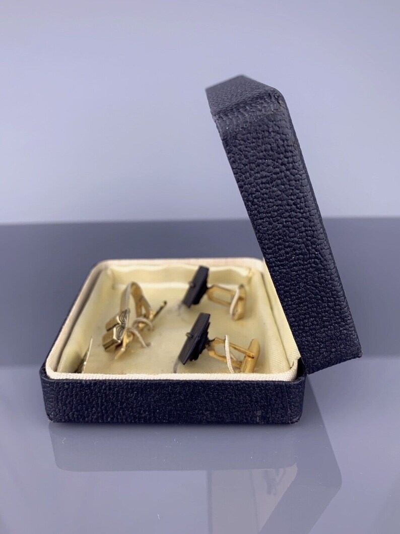 Graduation Cap & Book Cufflinks Tie Clip Gold Tone 1960s Student ...