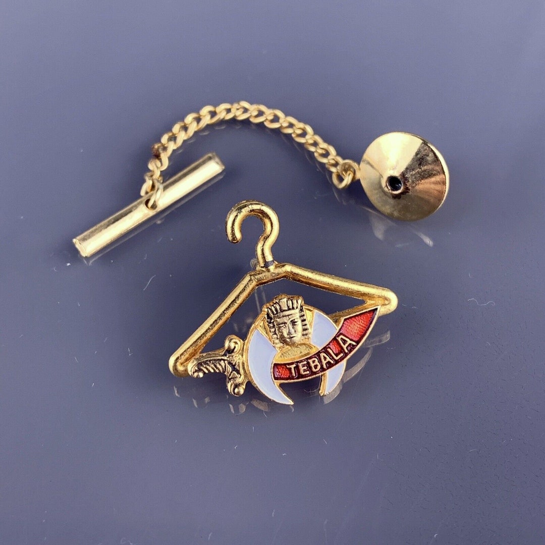 Tebala Shriners Hanger Enamel Tie Lapel Pin Gold Plated Scimitar ...