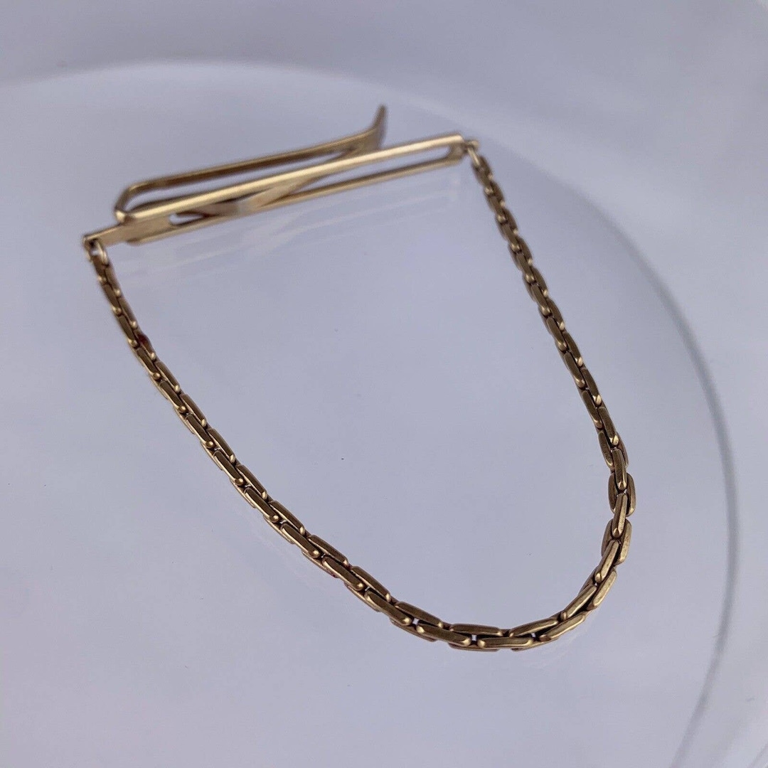 C Link Chain 16k Gold Plated Tie Clip Bar Kreisler Vintage - Etsy