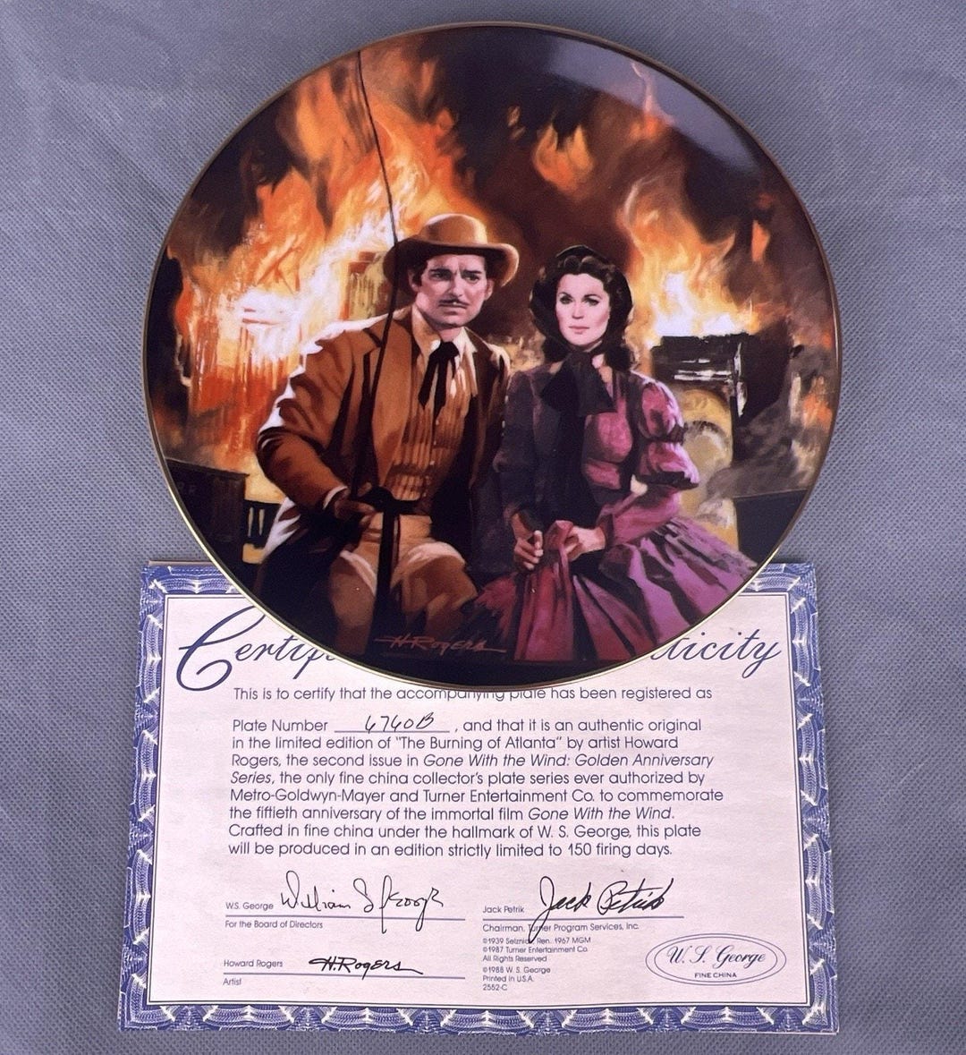 Gone With the Wind Plate Burning of Atlanta 1988 Anniversary Series COA ...