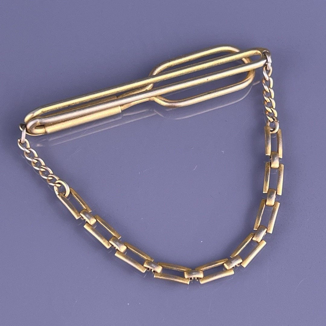 Vintage Swank Tie Bar Clip: Gold Tone Square Link Cable Chain - Etsy