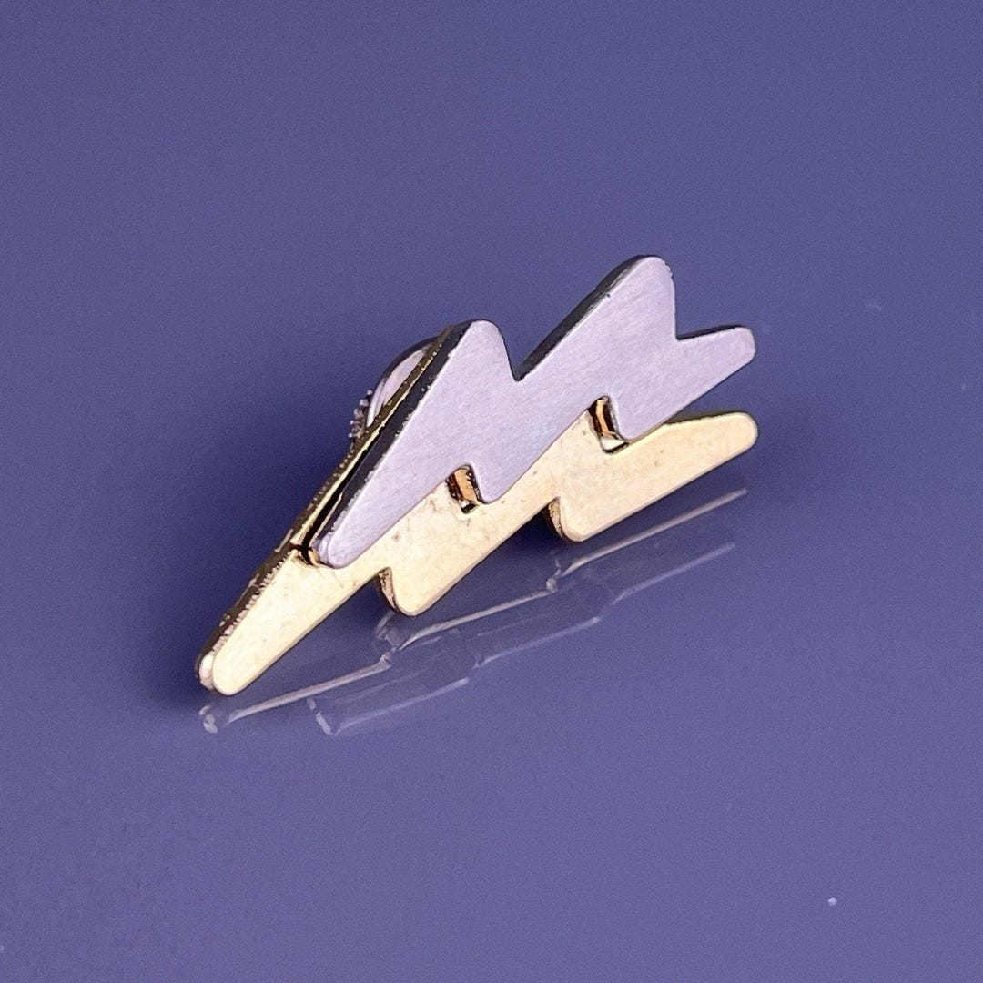 Double Lightning Bolt Lapel Tie Hat Pin Gold & Silver Tone Vintage - Etsy
