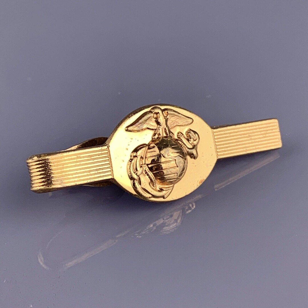 USMC Marine Corp Tie Clip Bar Gold Plated Skinny 1.75” Wide Shields ...