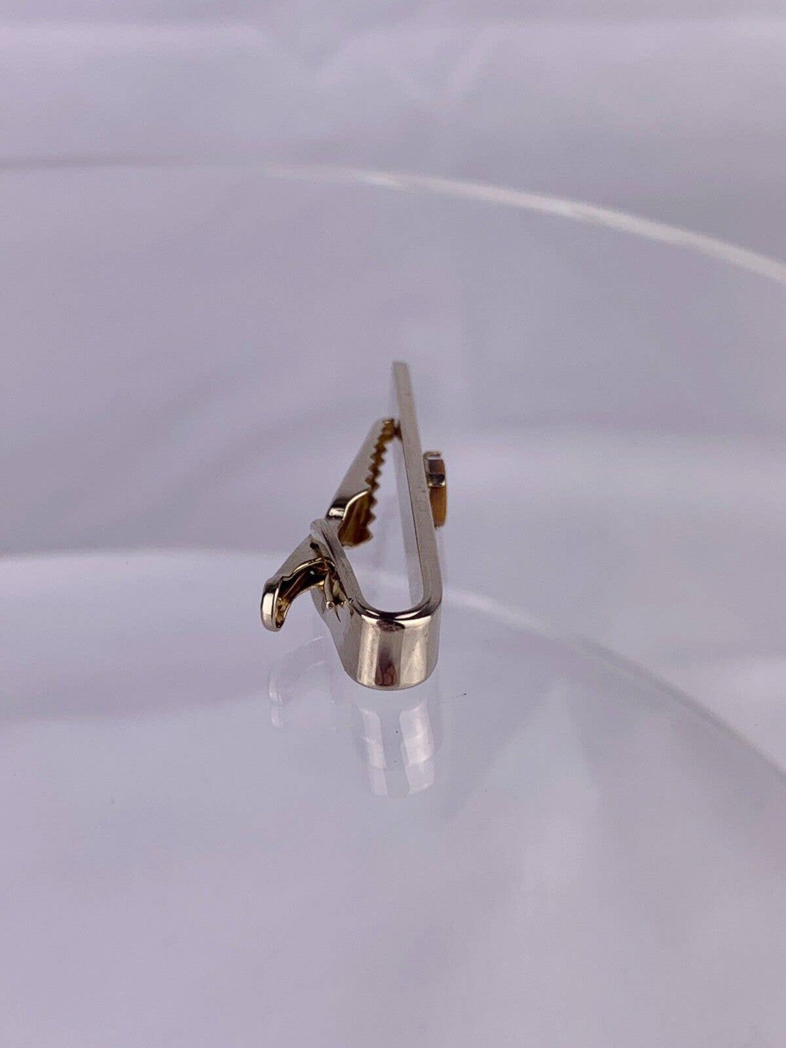 Dante Tigers Eye Gold Tone Tie Clip Bar Twist Loop Scroll Oval Vintage ...