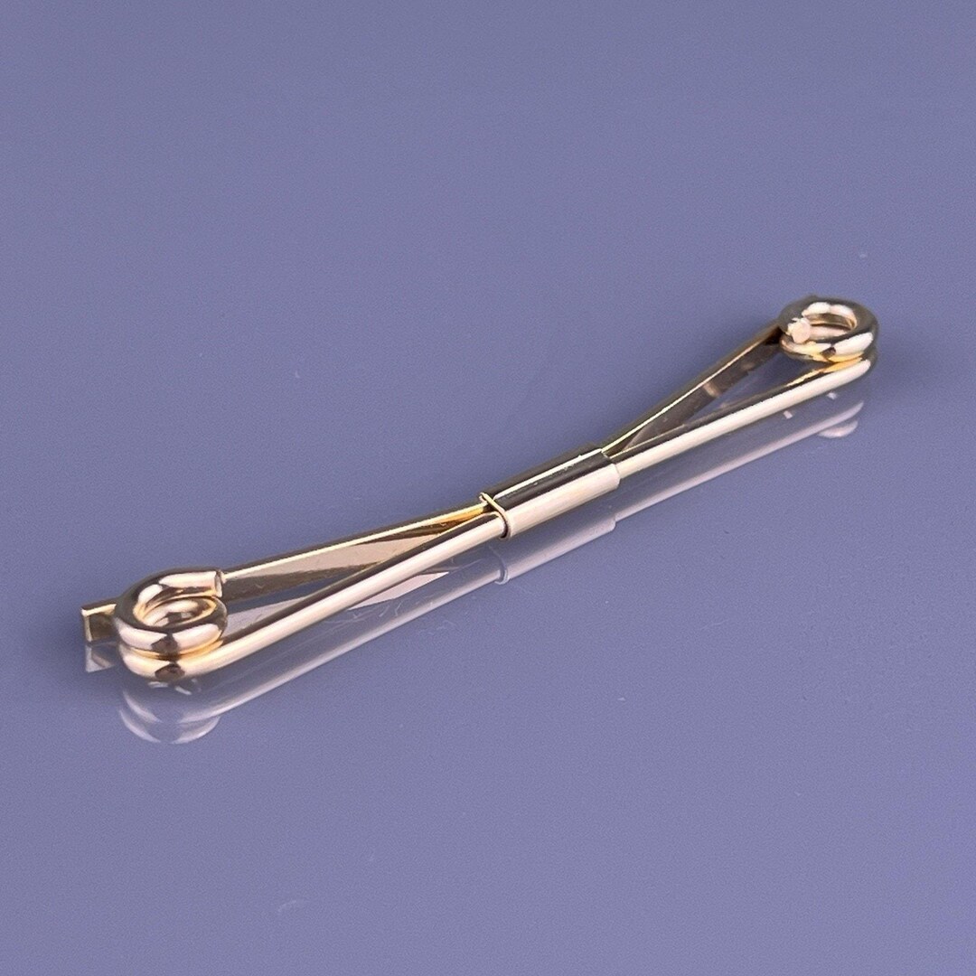 Retro Curly End Gold Tone Tie Collar Bar Formal Simple 2.5” Wide ...