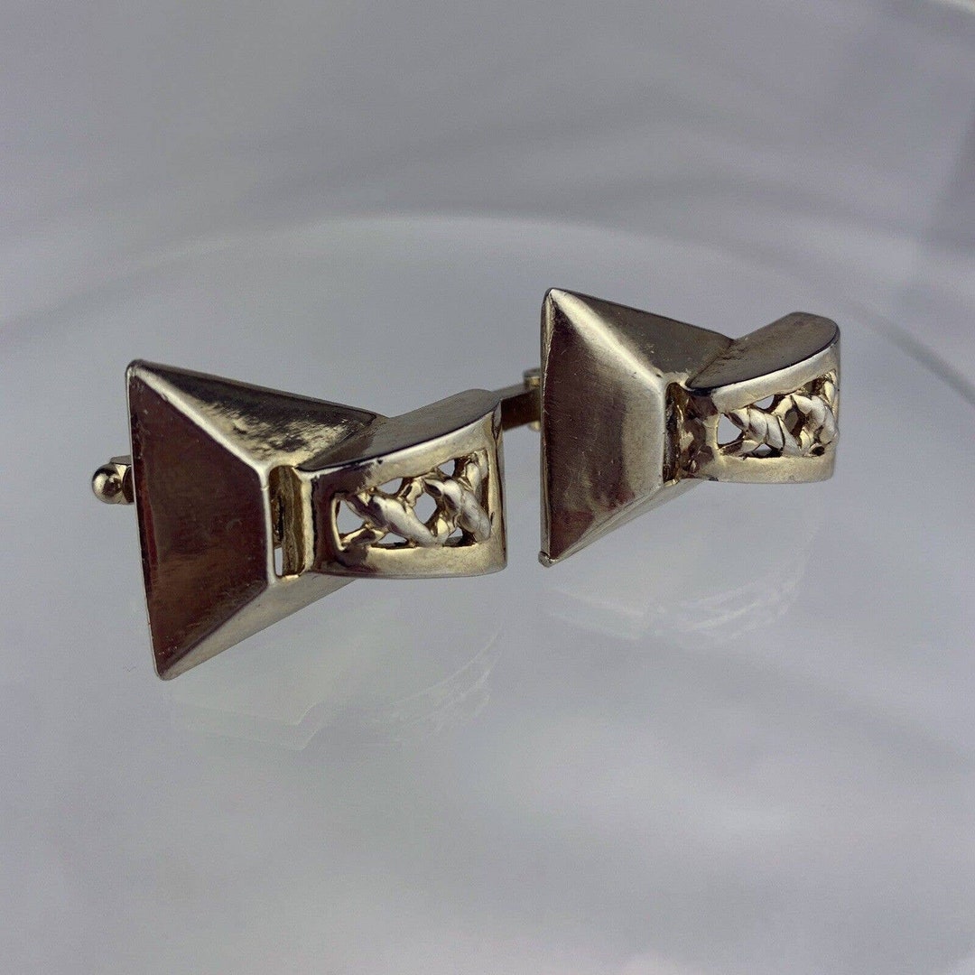 Retro 1980’s Style Geometric Gold Tone Cufflinks Flashy Funky Statement ...