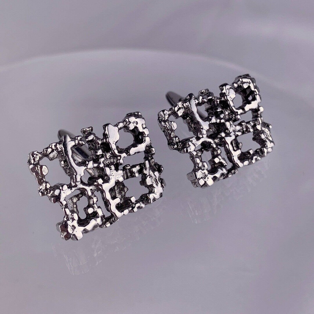 Brutalist Interlocking Statement Cufflinks Silver Tone Scandinavian ...