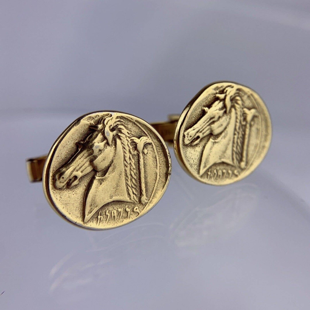 Punic Horse Tetradrachm Style Coin Gold Plated Cufflinks MMA Sicily ...