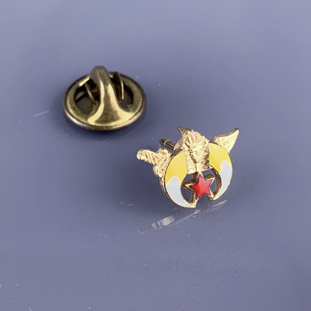 Small Shriners Enamel Tie Lapel Pin Gold Tone Scimitar Masonic Vintage ...