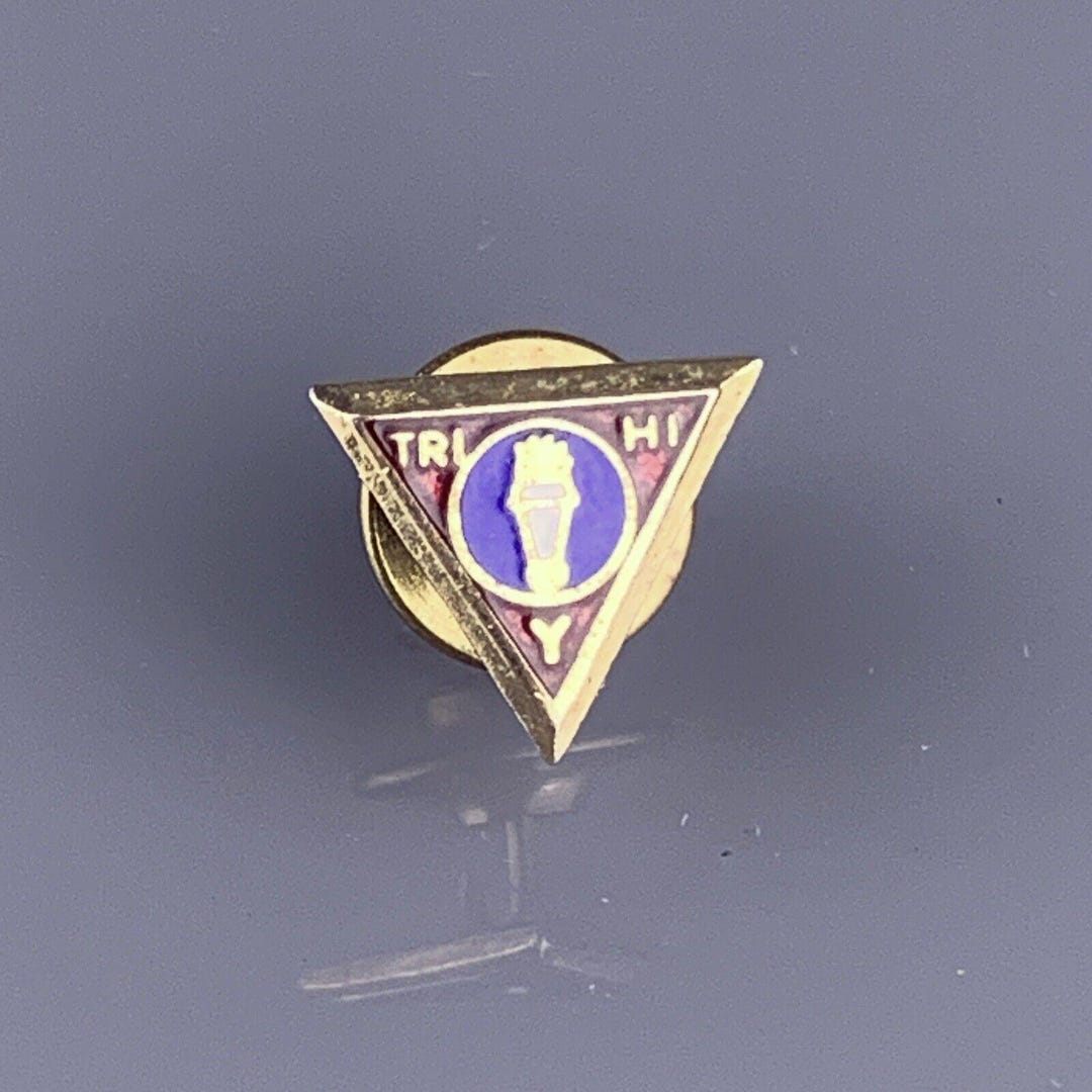 Tri Hi Y Girls YMCA Club Lapel Pin High School Enamel Gold Tone Vintage ...