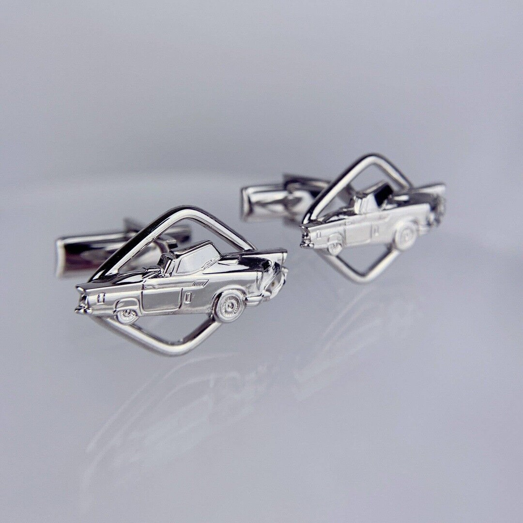 Classic Convertible Automobile Cufflinks Silver Tone Muscle Car Vintage ...