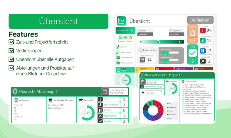 6in1 Planer Tool Deutsch |excel Projektplaner,gantt-diagramm,kanban ...