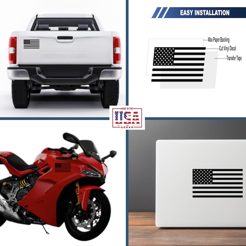 American Flag Decal Vinyl Sticker Decal USA Flag Car Truck Van Tumbler ...