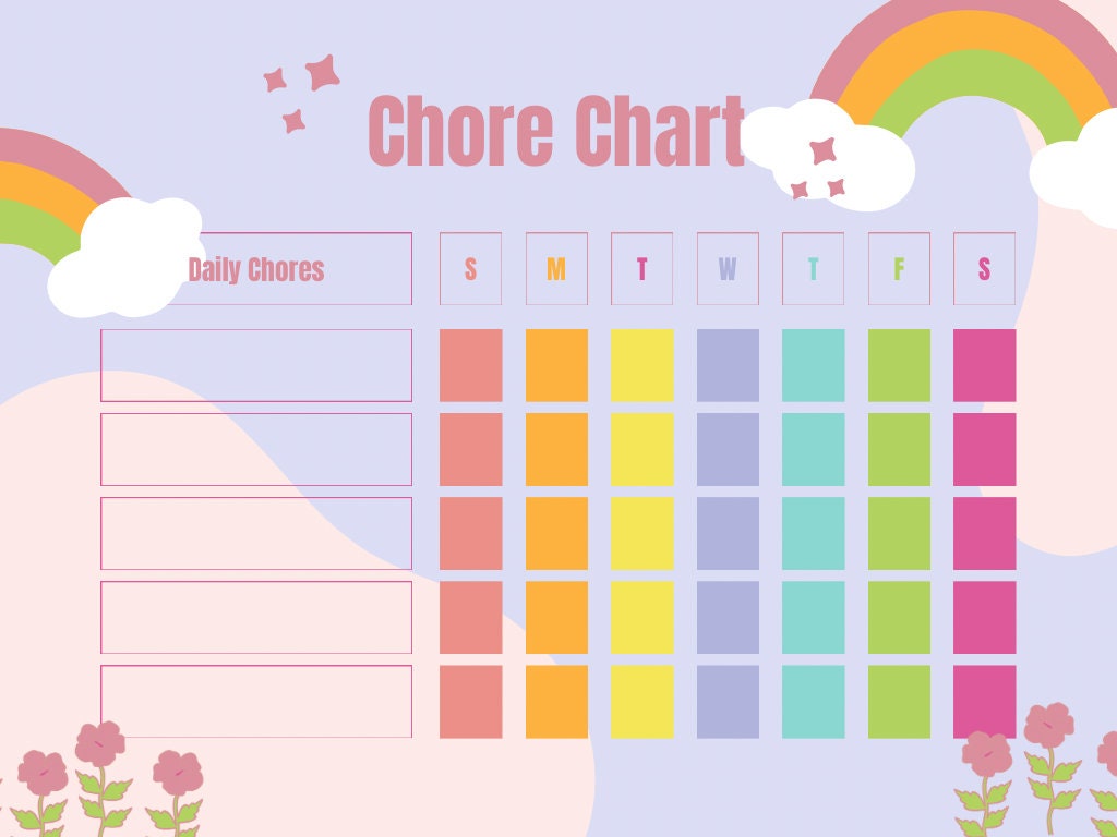 Colorful Chore Chart - Etsy