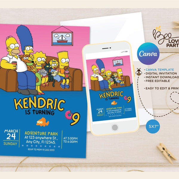 Simpsons Birthday Invitation - Etsy
