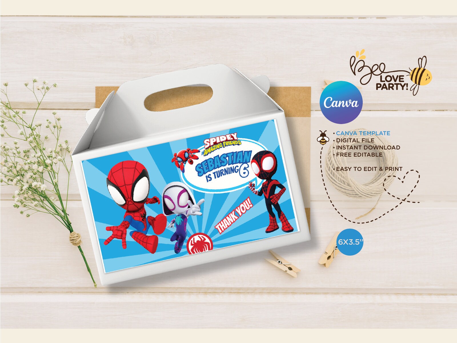 Spidey Friends Gable Box Labels Party Decoration, Printable Spidey ...