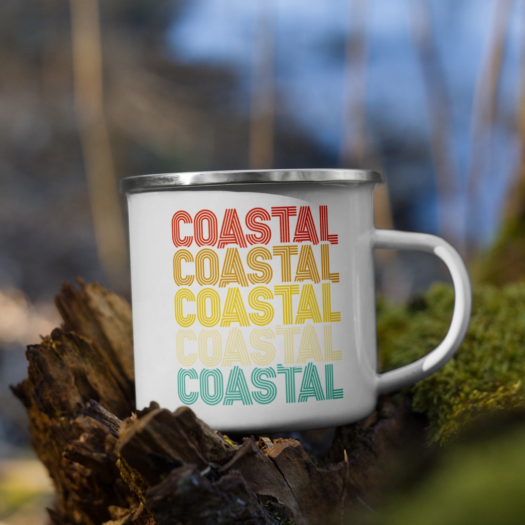 Oh Coastal Coastal Customer Retro Beach Vibe Enamel Mug - Etsy