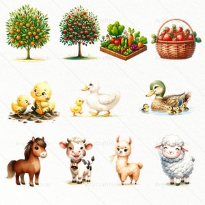 Happy Farm Animals Clipart, Barnyard PNG, Cute Farm Graphics, Animal ...