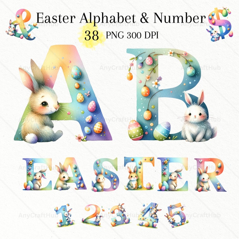 Easter Alphabet Clipart, Rabbit Letter, Alphabet & Number Png, Easter ...