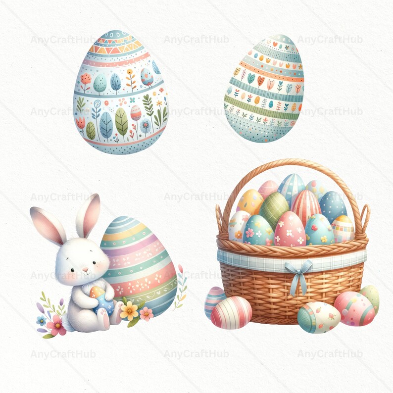 Easter Egg Clipart - Alphabet & Numbers Set, Eggs Letter, Watercolor ...