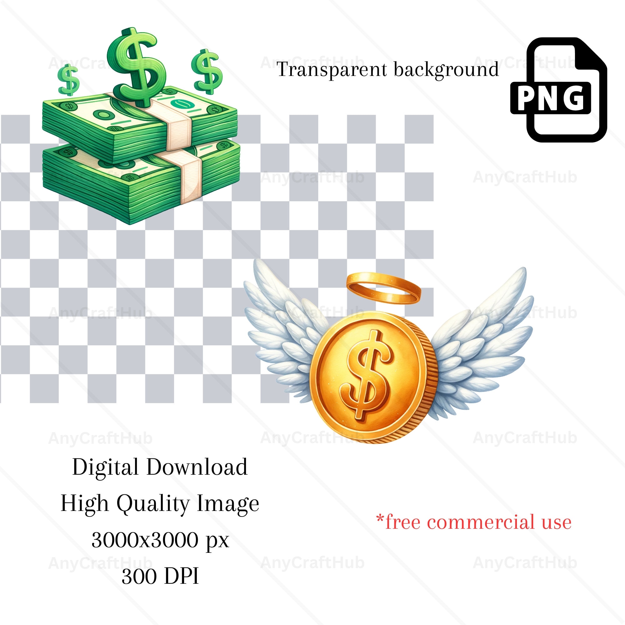 Watercolor Money Clipart Set, Piggy Bank Graphics (PNG) - Etsy