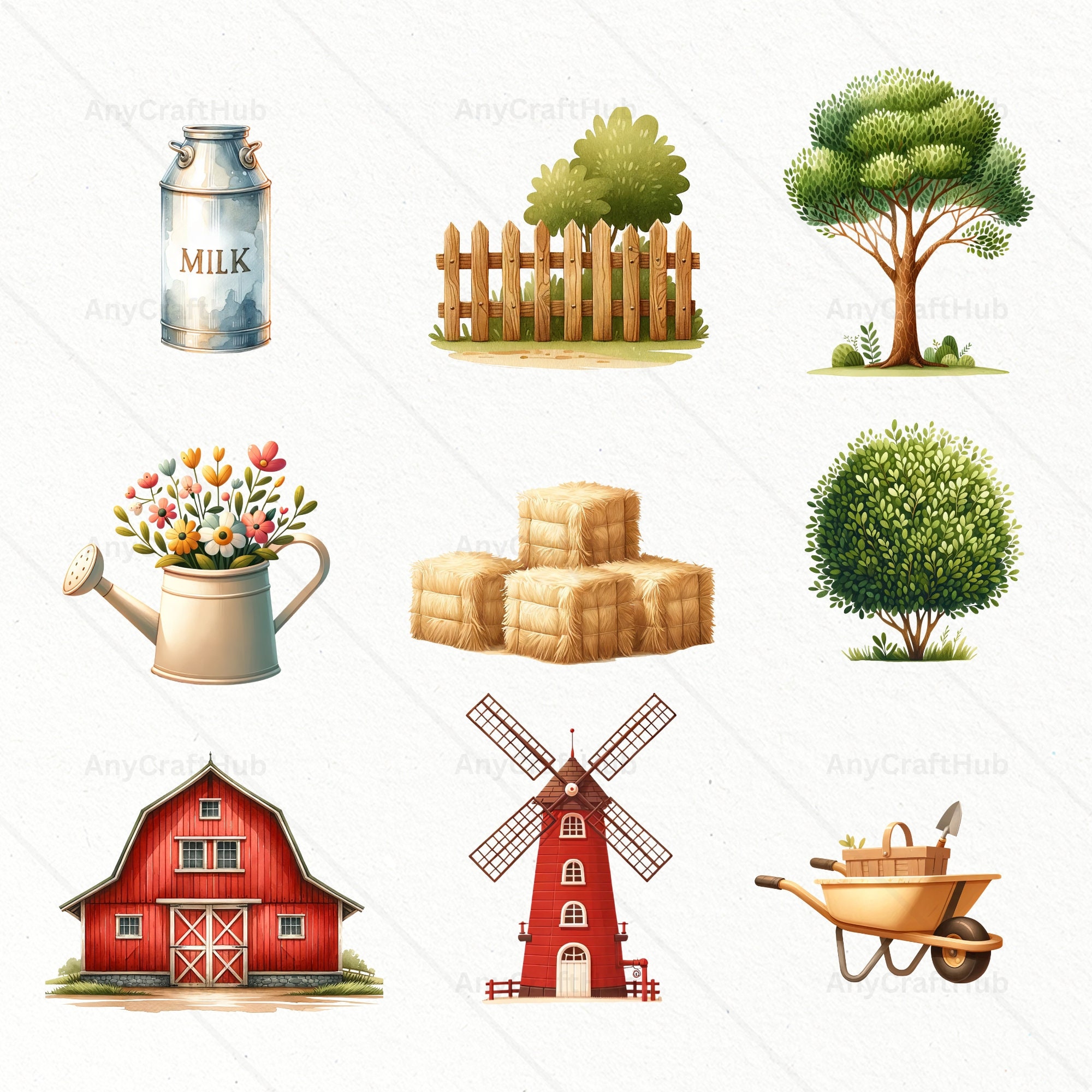 Happy Farm Animals Clipart, Barnyard PNG, Cute Farm Graphics, Animal ...