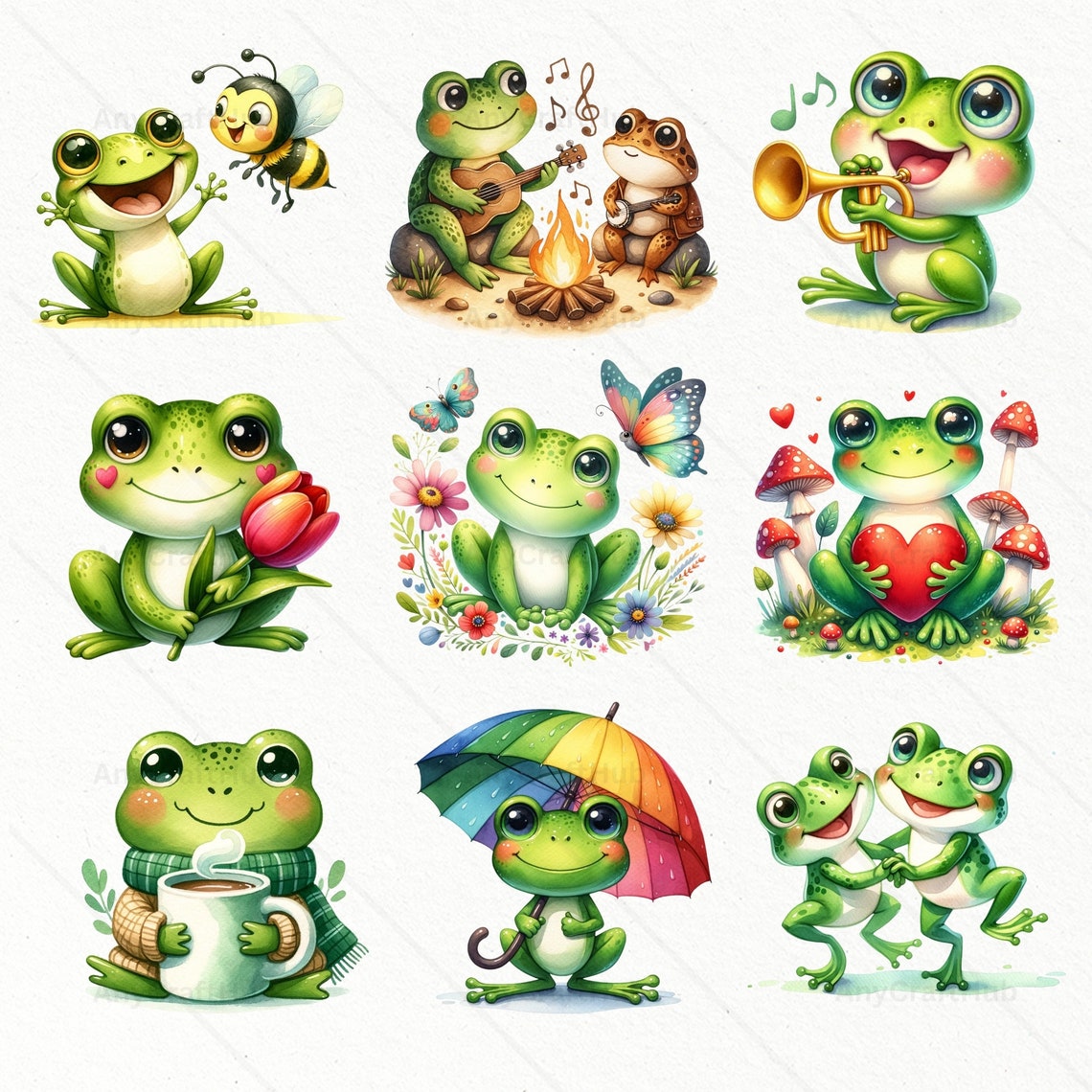 Cute Green Frog Clipart, Frog and Toad, Cute Froggy,nursery Art ...