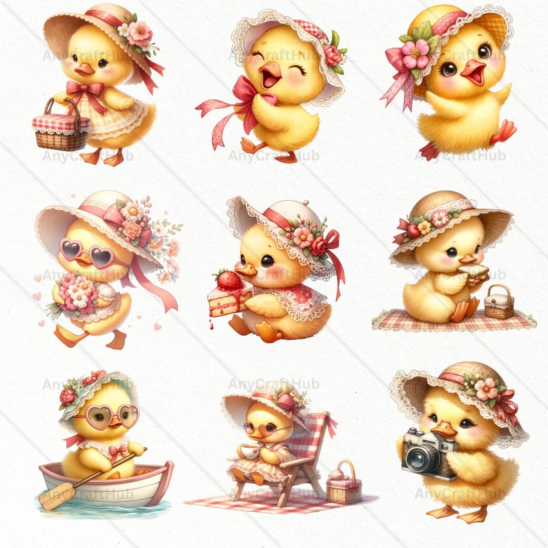 Watercolor Duck Picnic Clipart, Picnic Day ,baby Shower Decorations ...