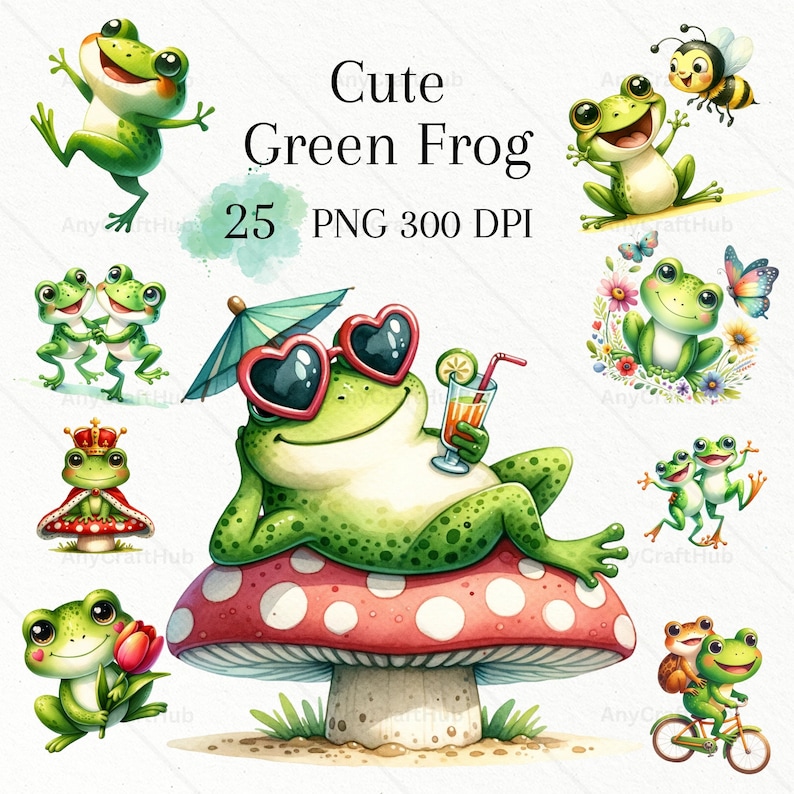 Cute Green Frog Clipart, Frog and Toad, Cute Froggy,nursery Art ...