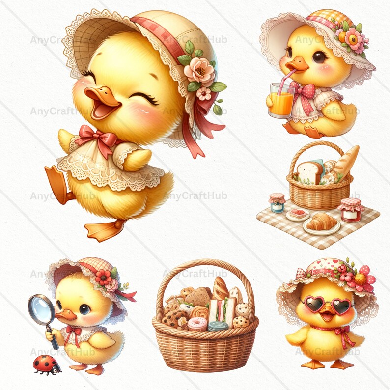 Watercolor Duck Picnic Clipart, Picnic Day ,baby Shower Decorations ...