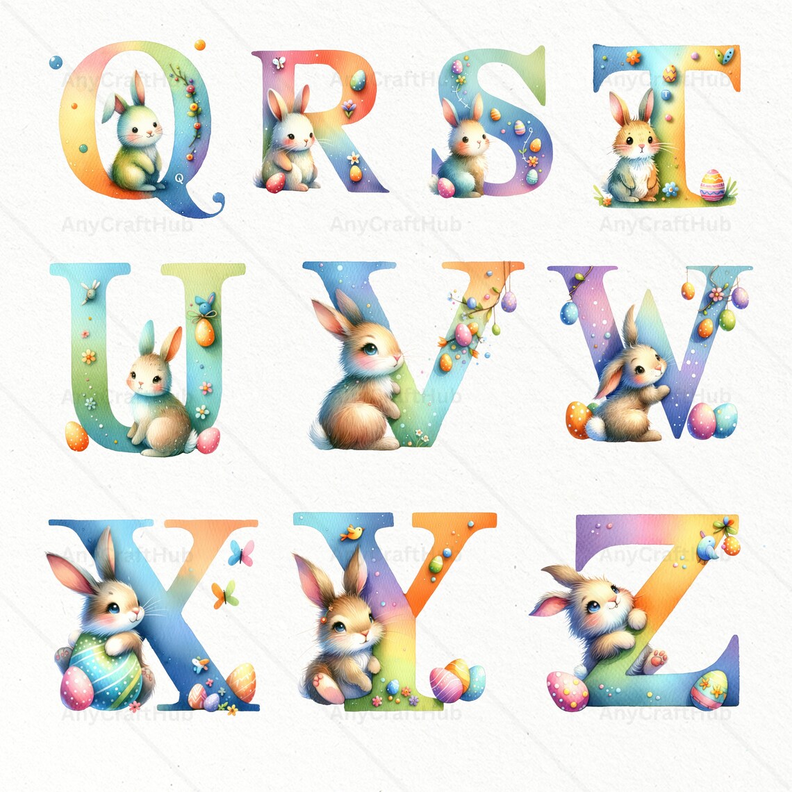 Easter Alphabet Clipart, Rabbit Letter, Alphabet & Number Png, Easter ...