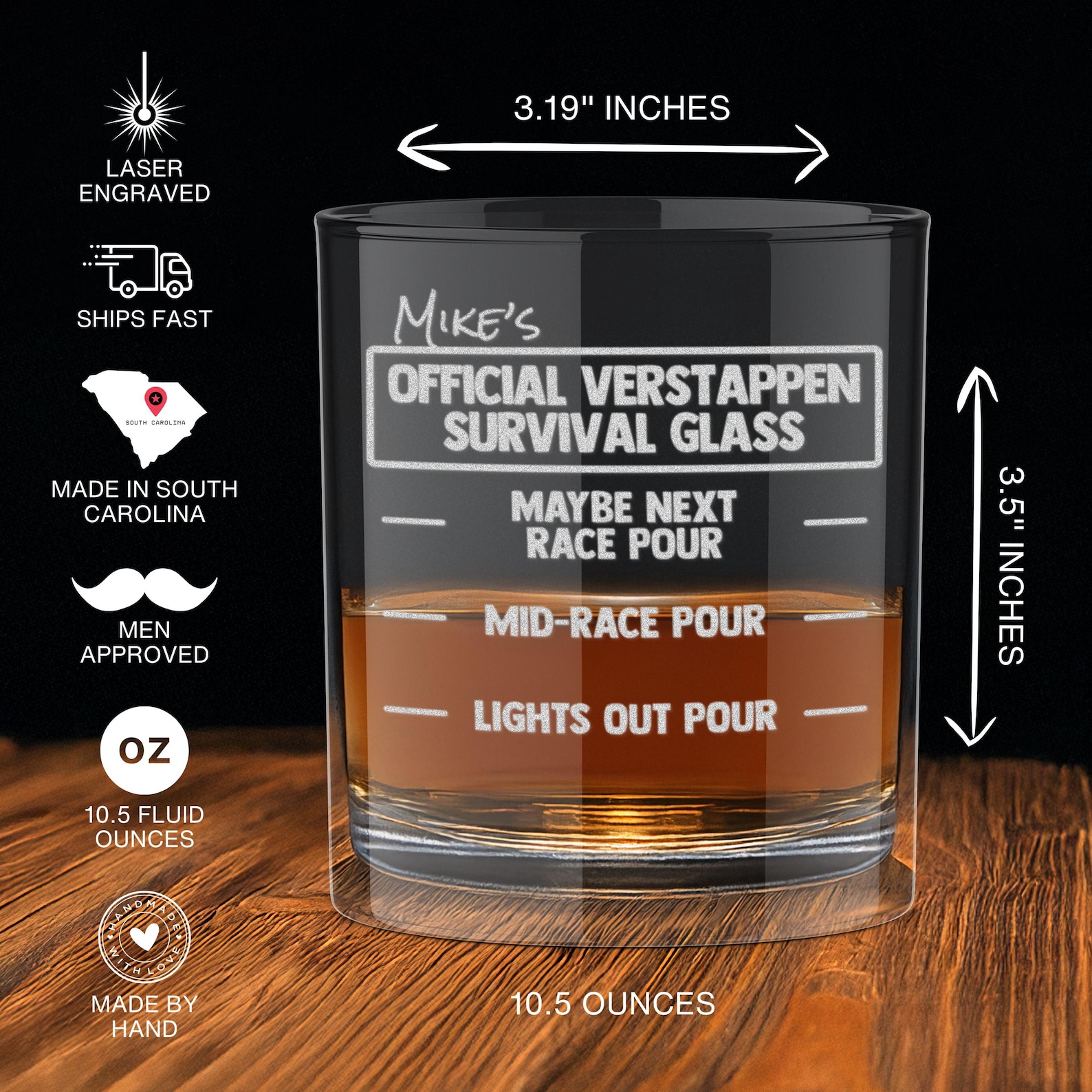 Personalized Max Verstappen Engraved Whiskey Glass, Max Verstappen Old ...