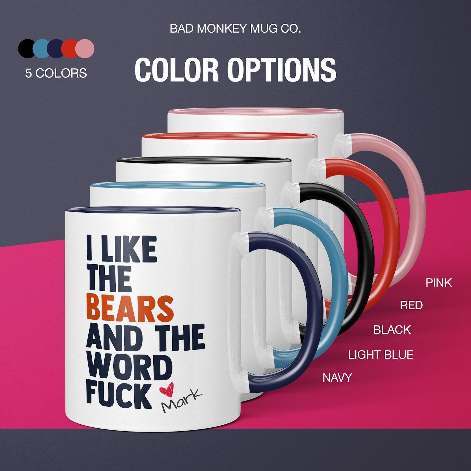 Personalized Bears Mug Chicago Bears Coffee Cup Gift for Him Husband ...