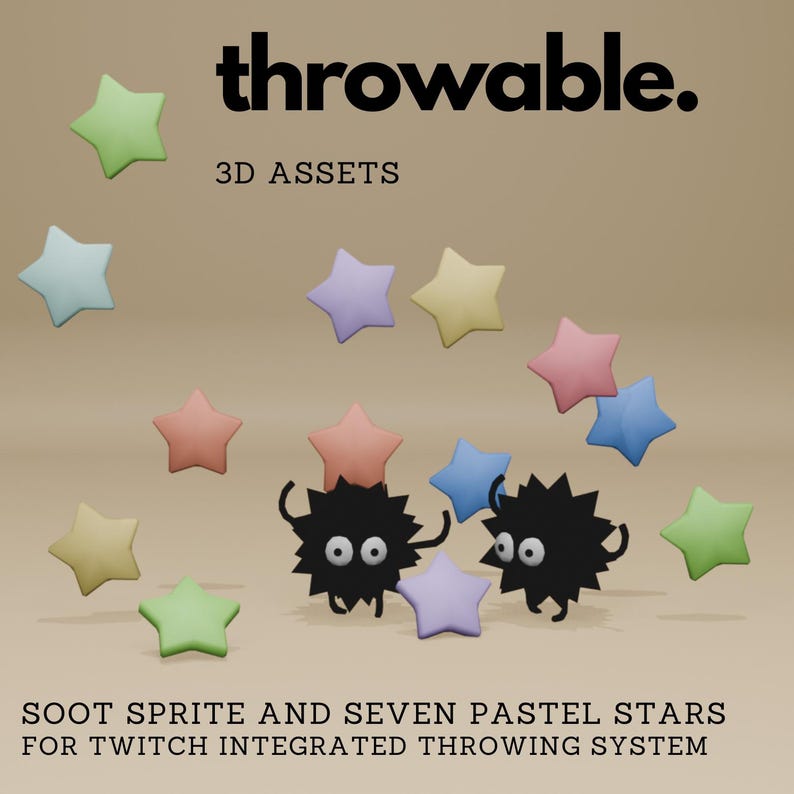 Stars, Soot Sprite, Susuwatari, 3D Throwable Assets for Twitch Integrated Throwing System, Cute ...