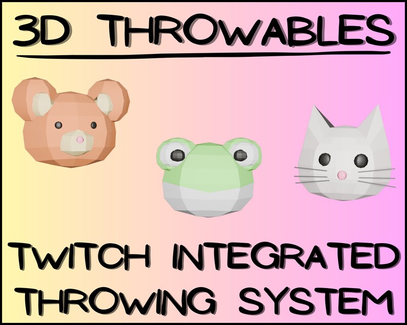 Kawaii Cat, Frog and Teddy 3D Throwable Assets for Twitch Integrated ...