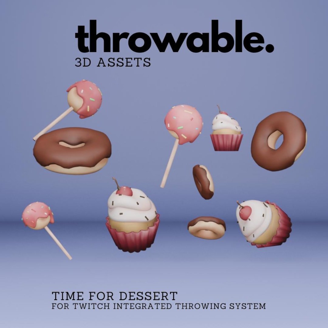 Kawaii Food Snack Dessert Cake Donut 3D Throwable Assets for Twitch ...