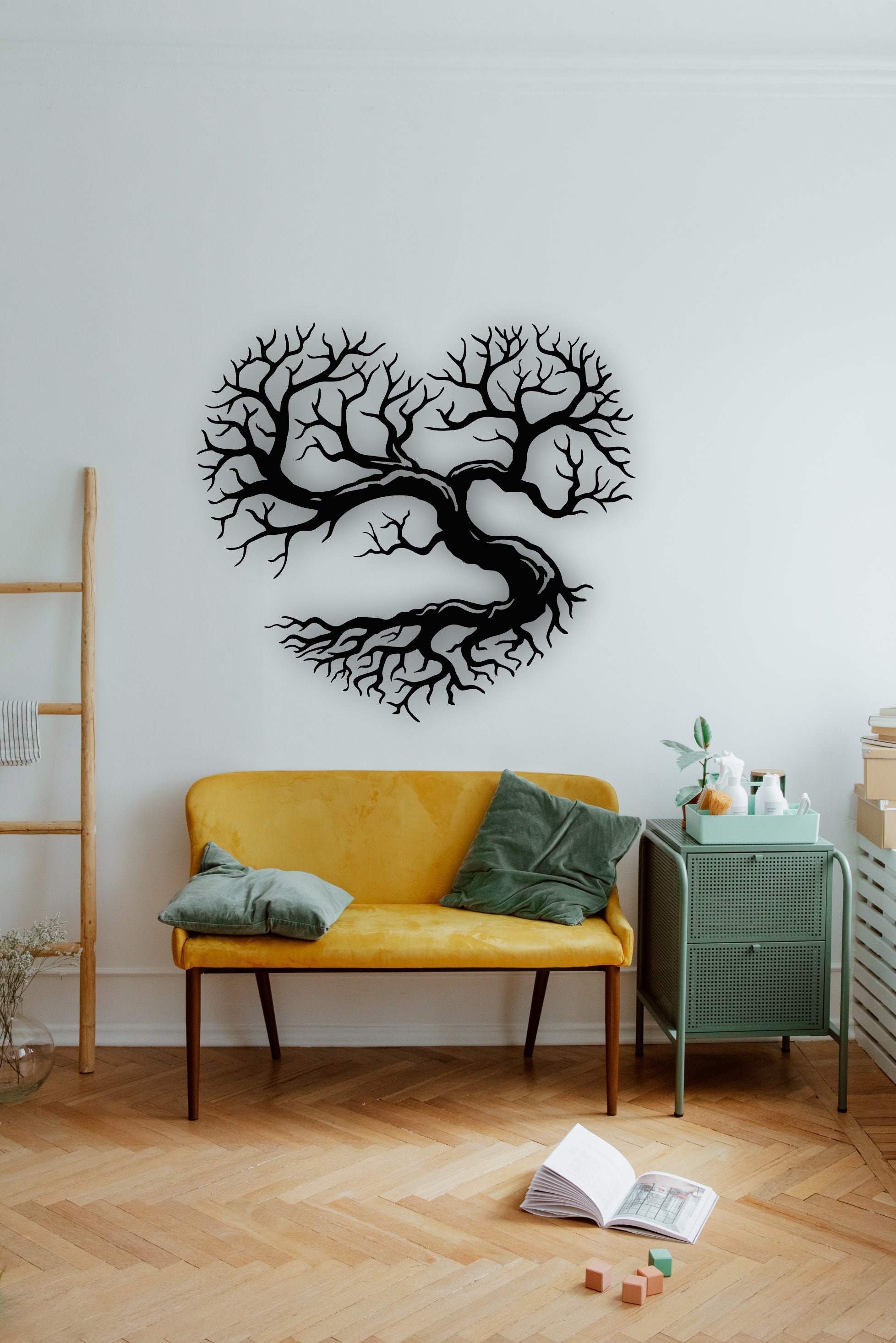 Tree With Heart Silhouette Wall Decor Tree Wall Decor Heart Wall Decor ...