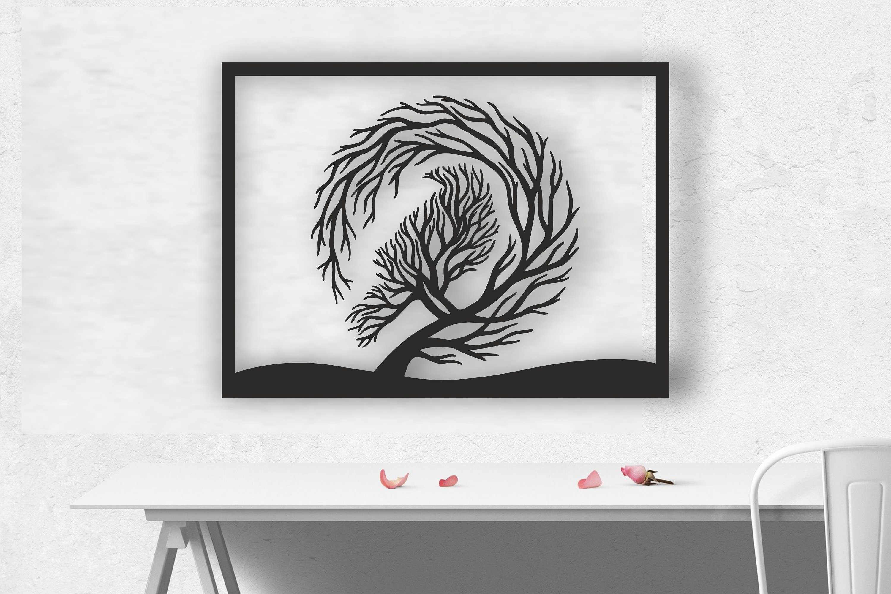 Tree With Bird Silhouette Wall Decor Tree Wall Decor Bird Wall Decor ...