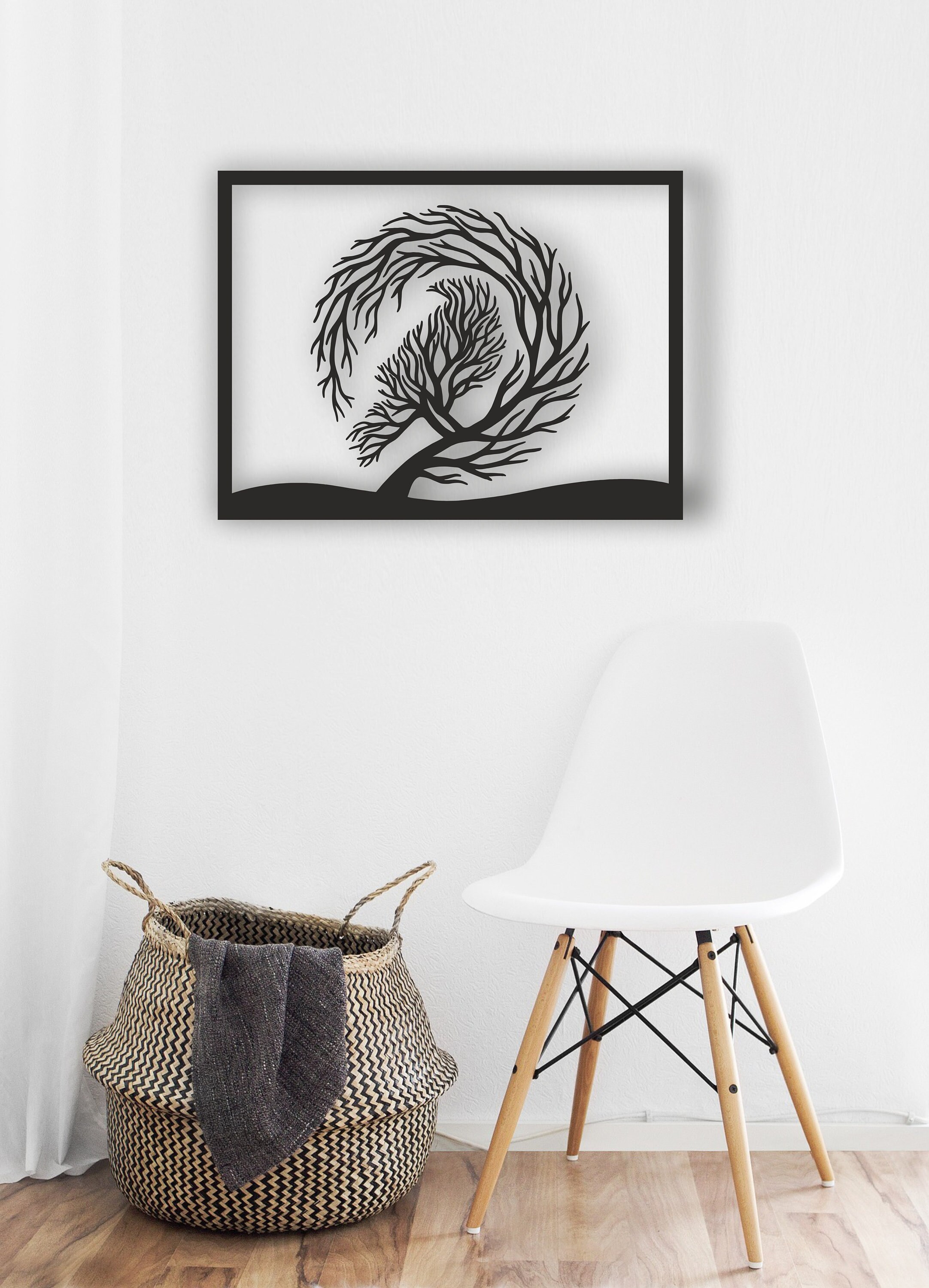 Tree With Bird Silhouette Wall Decor Tree Wall Decor Bird Wall Decor ...