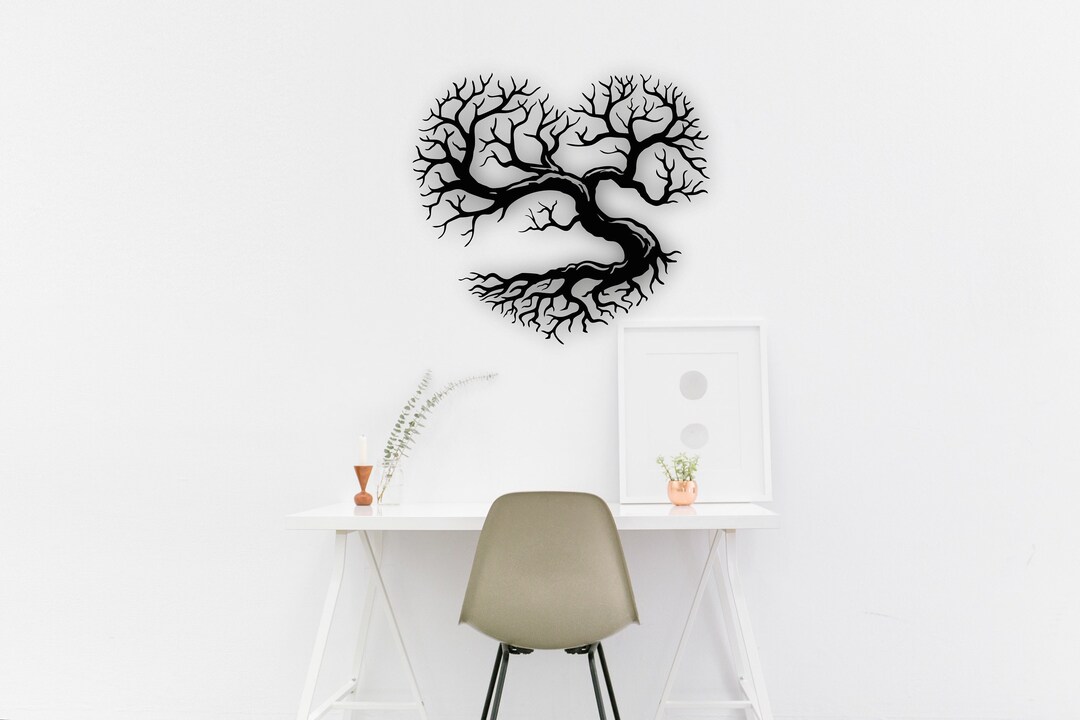 Tree With Heart Silhouette Wall Decor Tree Wall Decor Heart Wall Decor ...