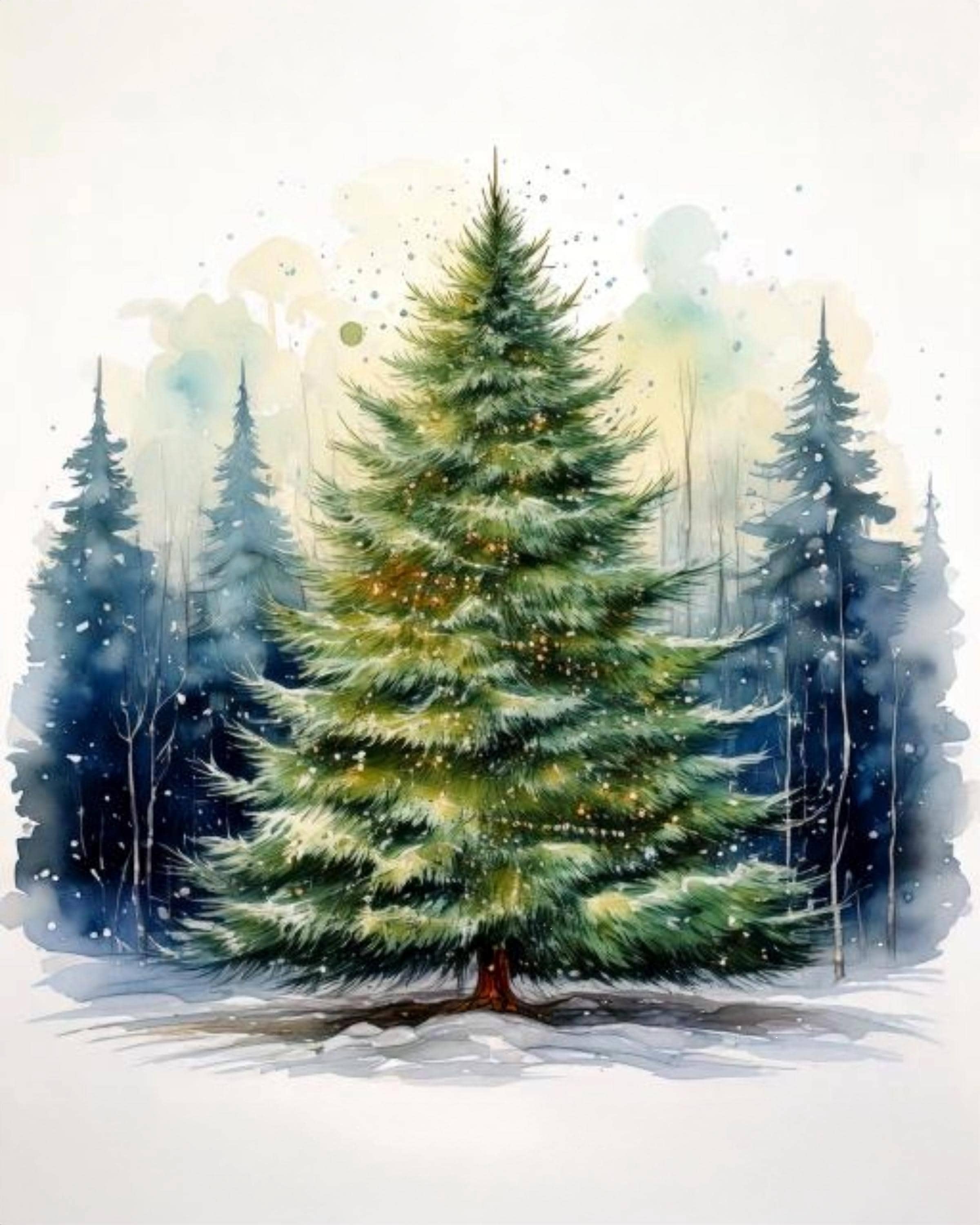 Peaceful Winter Pine Trees Digital Print Bundle - Etsy